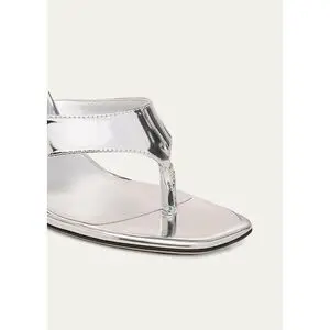 STUART WEITZMAN 85mm Vinnie Metallic Leather Wrap Thong Sandals