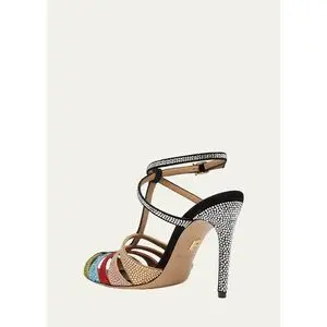 FERRAGAMO 95mm Lipa Rainbow Embellished Suede Pumps