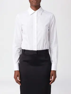 SEMICOUTURE Stretch-cotton Shirt With Waist Belt Loops - White
