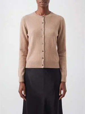 HERSKIND Crewneck Cardigan In Wool And Cashmere With Button Closure - Brown