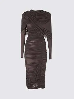 Magda Butrym Asymmetrical Draped Midi Dress In Cupro Jersey