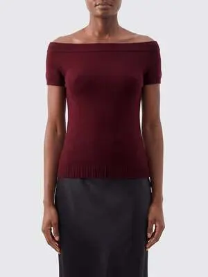 IRO PARIS Boat Neck Cashmere And Wool Knit Top With Short Sleeves And A Slim Fit - Plum