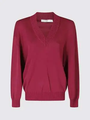 IRO PARIS V-neck Viscose Blend Jumper With Ribbed Trim - Raspberry