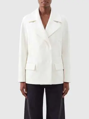 Federica Tosi Short Double-breasted 100% Cotton Coat With Lapels - Nude