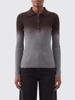 ALYSI Slim Fit Wool Knit Polo With Two-tone Abstract Motif - Grey