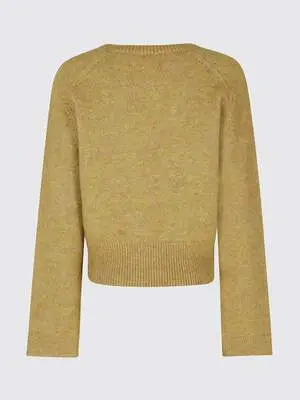 GANNI V-neck Recycled Wool-blend Jumper With Ribbed Trims