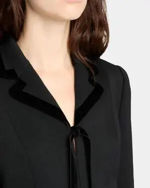 THE ROW Celinde Velvet-trim Stretch Wool Single-breasted Jacket - Black