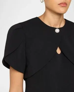 MILLY Flora Crepe Bolero - Black