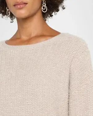 LISA YANG Elsa Cashmere Boucle Crewneck Sweater