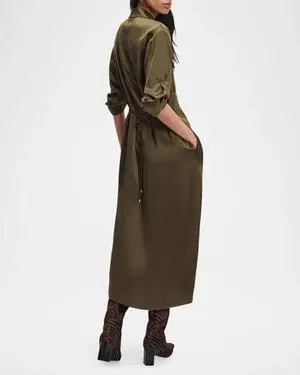 Rag & Bone Sonny Silk Midi Shirtdress - Army