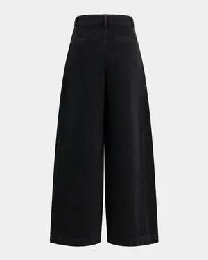 FAVORITE DAUGHTER The Petite Denim Pleats For Days Pants - Black