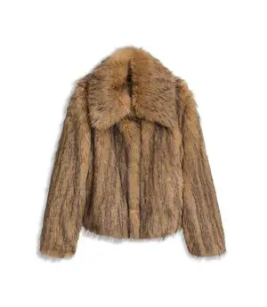 BOSS Relaxed-fit Coat In Eye-catching Faux Fur - Brown