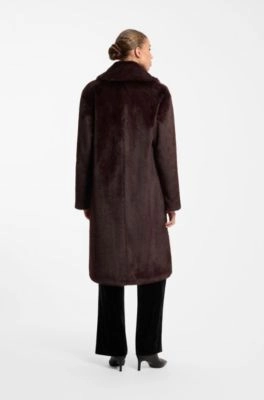 Hugo Sequin-detail Oversized-fit Coat In Faux Fur