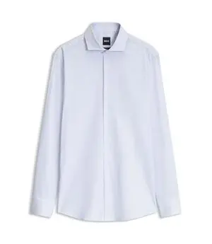 BOSS Slim-fit Shirt In Easy-iron Structured Stretch Cotton - Light Blue