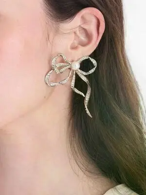 Oscar De La Renta Ribbon Bow Crystal-embellished Earrings