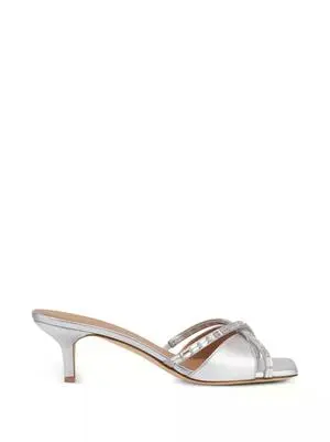 MALONE SOULIERS Penn Crystal-embellished Metallic Leather Sandals - Silver
