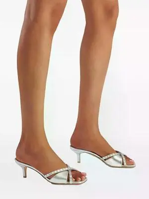 MALONE SOULIERS Penn Crystal-embellished Metallic Leather Sandals