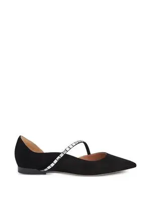 MALONE SOULIERS Bettina Crystal-embellished Suede Flat Pumps - Black