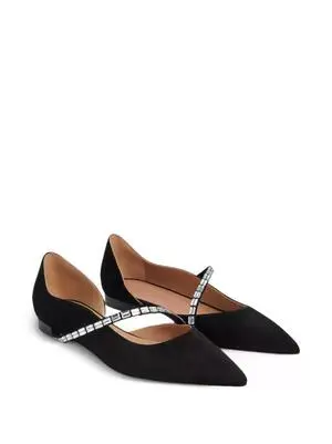 MALONE SOULIERS Bettina Crystal-embellished Suede Flat Pumps