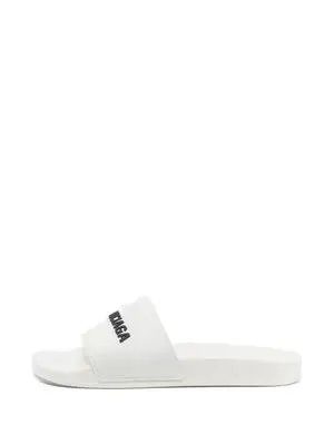 Balenciaga Logo-embossed Slides - White