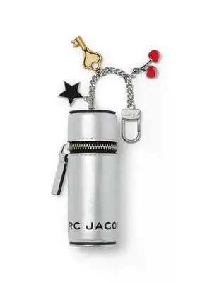 Marc Jacobs Logo-print Leather Bag Charm - Silver