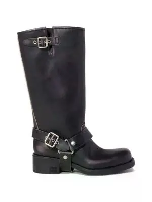 Miu Miu Leather Boots - Black