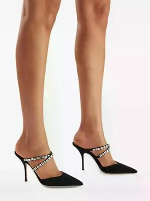 MALONE SOULIERS Penn Crystal-embellished Suede Mules