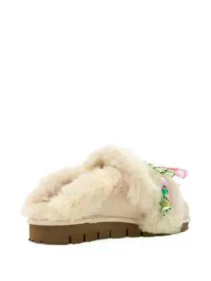 ALAMEDA TURQUESA Lola Beaded-tassel Shearling Mules