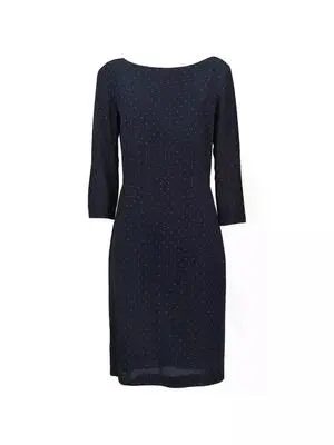 Guy Laroche Vintage Polka Dot Midi Dress - Blue
