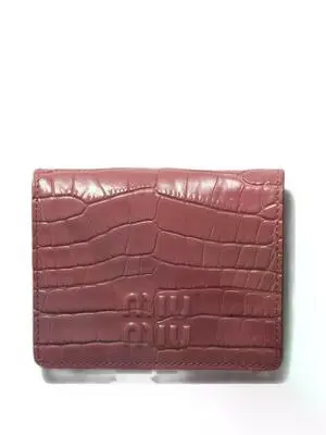 Miu Miu Small Crocodile Embossed Calfskin Wallet - Pink