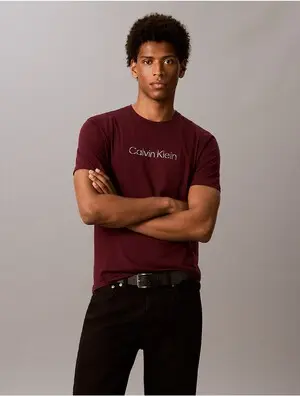 Calvin Klein Metallic Logo Graphic Tee - Raspberry Truffle
