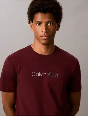Calvin Klein Metallic Logo Graphic Tee - Raspberry Truffle