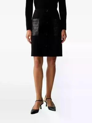 Joseph Ribkoff Quilted-patch Button-front Mini Skirt - Black
