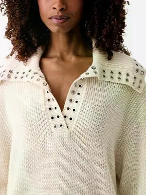 Patrizia Pepe Eyelet-embellished Sailor-collar Sweater