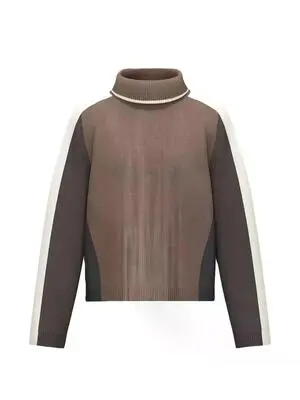 Marella Colour-block Roll-neck Sweater - Brown
