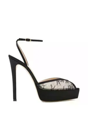 ANDREA WAZEN Katy Floral-lace Platform Sandals - Black