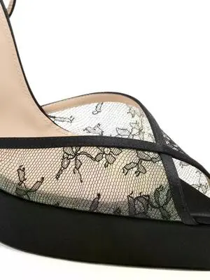 ANDREA WAZEN Katy Floral-lace Platform Sandals
