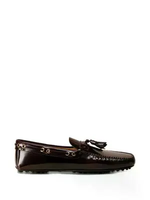 Car Shoe Tasselled Brushed-leather Loafers - Brown