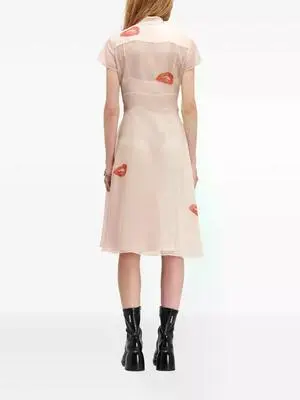 Marc Jacobs Lips-neck Tie Midi Dress - Neutrals