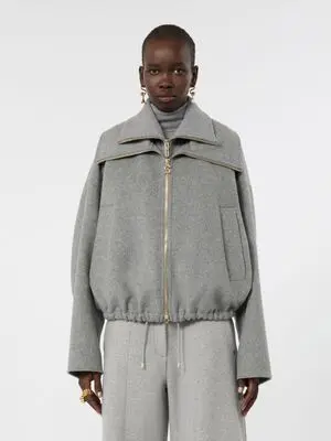 Max Mara Pure Wool Bomber Jacket With Removable Bib