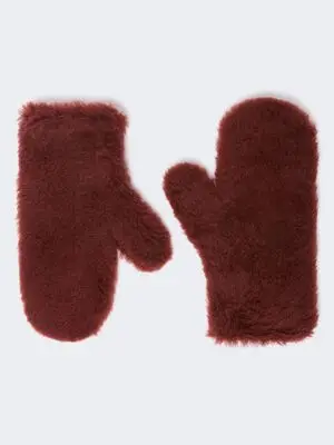 Max Mara Alpaca And Wool Teddy Fabric Mittens
