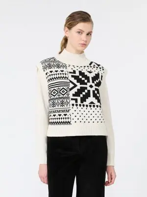 Max Mara Jacquard Wool Yarn Gilet