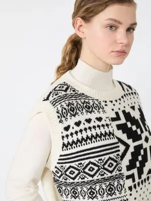 Max Mara Jacquard Wool Yarn Gilet