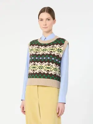 Max Mara Jacquard Wool Yarn Gilet
