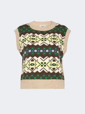 Max Mara Jacquard Wool Yarn Gilet