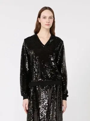 Max Mara Jersey And Sequin Blouse - Black