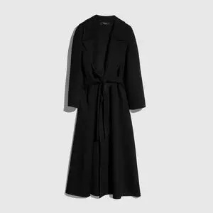 Gucci Silk Wool Coat With Gg Inside - Black