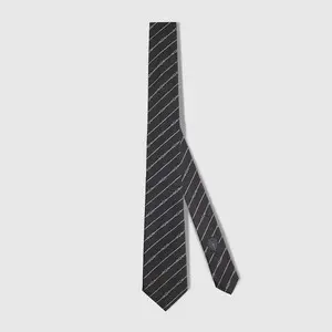 Gucci Interlocking G Belt Silk Tie - Grey