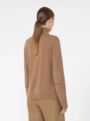 Max Mara Wool Polo-neck Sweater With Branded Patch Detail