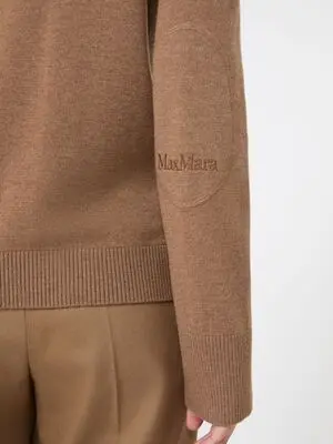 Max Mara Wool Polo-neck Sweater With Branded Patch Detail